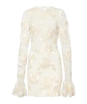 ROTATE BY BIRGER CHRISTENSEN Floral Appliqué Mesh Dress