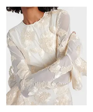 ROTATE BY BIRGER CHRISTENSEN Floral Appliqué Mesh Dress