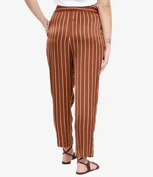 SEMICOUTURE Keza Striped Straight-leg Trousers - Brown