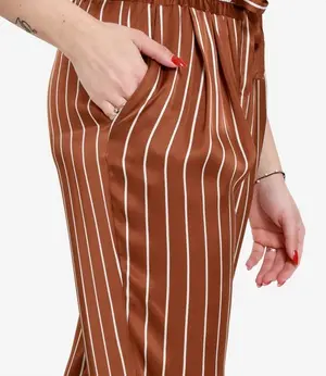 SEMICOUTURE Keza Striped Straight-leg Trousers - Brown