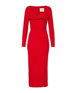 Roland Mouret Draped Crêpe Midi Dress - Red