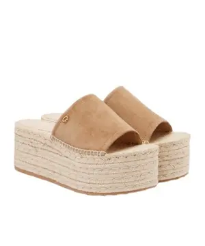 GIANVITO ROSSI Handmade Suede Espadrille Platform Sandals - Nude