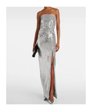 Roland Mouret Buckle-detail Sequined Strapless Gown