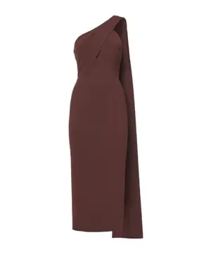 Roland Mouret Asymmetric Cady Midi Dress - Brown