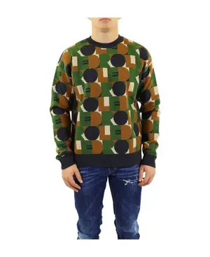 Drole De Monsieur Round Collar Long Sleeve Sweater - Multicolor