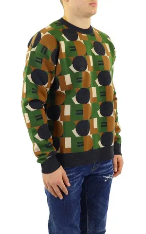 Drole De Monsieur Round Collar Long Sleeve Sweater