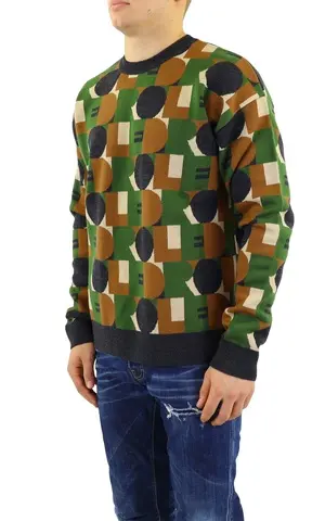 Drole De Monsieur Round Collar Long Sleeve Sweater