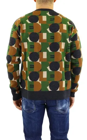 Drole De Monsieur Round Collar Long Sleeve Sweater