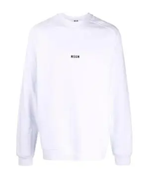 MSGM Logo Printed Crewneck Sweatshirt - White