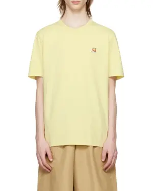 Maison Kitsuné Fox Head Patch Crewneck T-shirt - Yellow