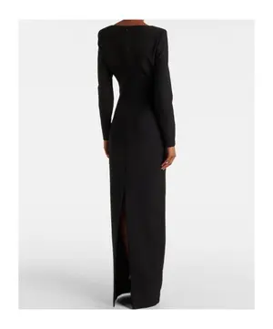 Roland Mouret Floral Appliqué Crêpe Gown - Black