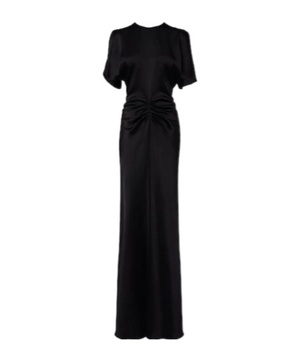 Victoria Beckham Isabella Gathered Satin Gown - Black