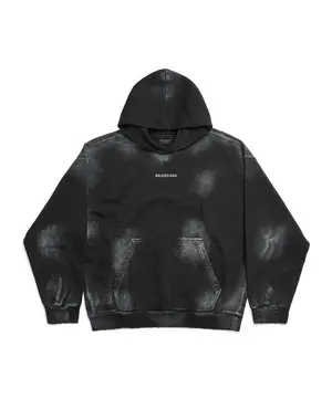 Balenciaga Back Medium Fit Hoodie In Faded /white - Black