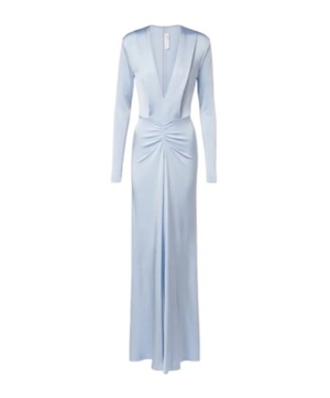 Victoria Beckham Gathered Jersey Gown - Blue