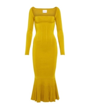 Galvan Atalanta Ribbed-knit Midi Dress - Yellow