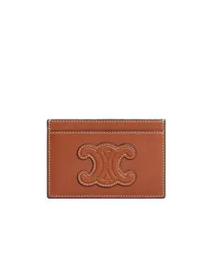 Celine Card Holder Cuir Triomphe In Smooth Lambskin - Brown