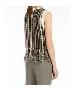 Max Mara Linen Top With Fringes