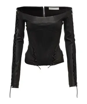 DION LEE Hinge Tie Blouse - Black
