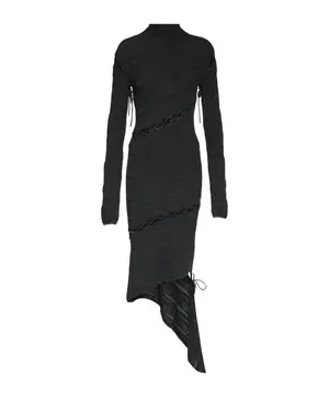 DION LEE Asymmetric Mesh Knit Dress - Black