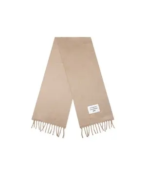 Acne Studios Logo Patch Fringed Scarf - Nude
