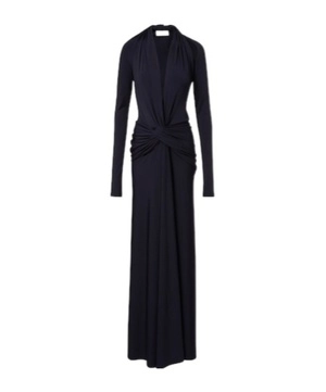 Victoria Beckham Gathered Jersey Gown - Black