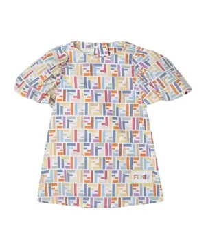 Fendi Ff-logo Puff-sleeve Dress - Multi-color