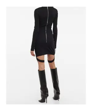 DION LEE Corset Ribbed-knit Cotton Minidress