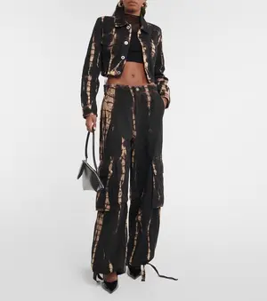 DION LEE Zigzag Printed Convertible Workwear Jeans