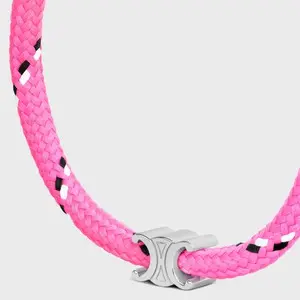 Celine Triomphe Beach Bracelet In Polyester And Brass With Rhodium Finish