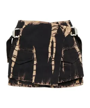 DION LEE Zigzag Dyed Denim Wrap Mini Skirt - Black