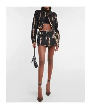 DION LEE Zigzag Dyed Denim Wrap Mini Skirt