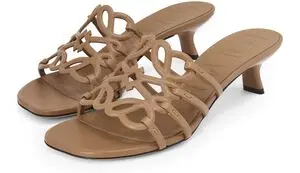 Loewe Petal Anagram Slide In Soft Calfskin - Brown