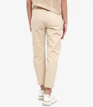SEMICOUTURE High-waisted Casual Pants With Drawstring - Nude