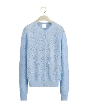 Dior Long-sleeved Cardigan With Bow Detail - Blue