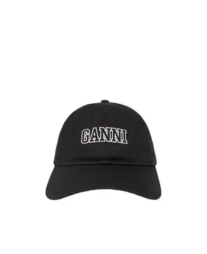 GANNI Logo Embroidered Baseball Cap - Black