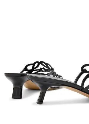 Loewe Petal Anagram Slide Sandals In Soft Calfskin - Black