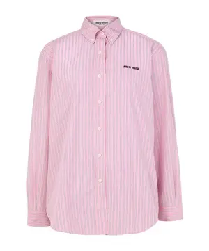 Miu Miu Long-sleeved Oversized Shirt - Pink