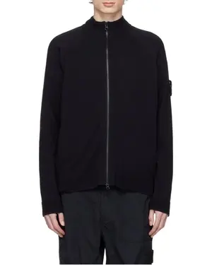 Stone Island Logo Patch Zipped Knit Cardigan