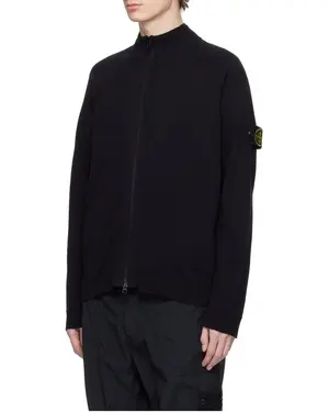Stone Island Logo Patch Zipped Knit Cardigan