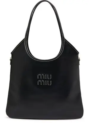 Miu Miu Stitching Detail Shoulder Bag - Black