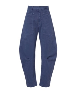 NILI LOTAN Shon Cotton Barrel-leg Pants - Blue