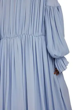 Khaite Pleated Dress With Classic Collar