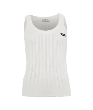 Miu Miu Round-neck Vest - White
