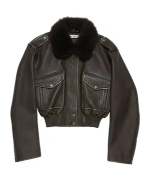 Acne Studios Leather Bomber Jacket - Black
