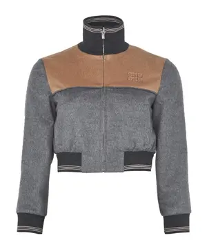 Miu Miu Zipped Velvet Jacket - Gray