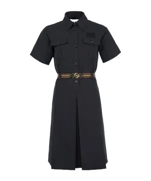 Miu Miu Lapel Short-sleeved Dress - Blue