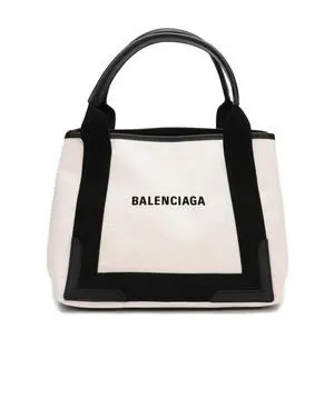 Balenciaga Small Navy Cabas Logo Tote Bag - Black