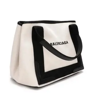 Balenciaga Small Navy Cabas Logo Tote Bag - Black