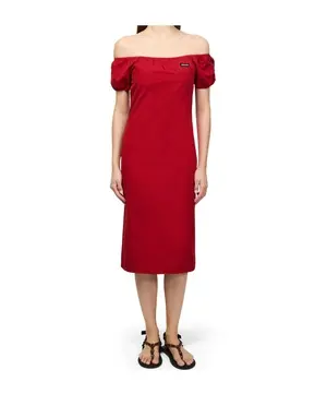 Miu Miu Off-the-shoulder Midi Dress
