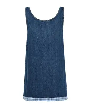 Miu Miu Sleeveless Round Collar Dress With Letter Details